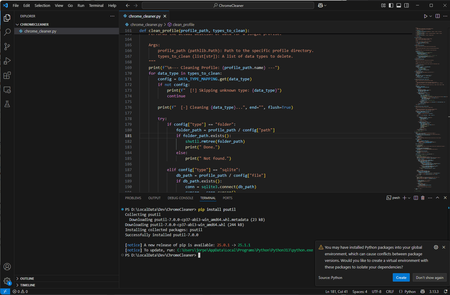 My Session to create a Chrome Profile cleaner script - jorgep.com